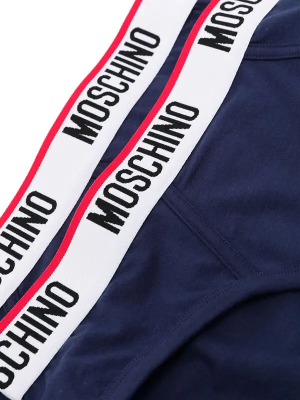 Moschino Logo-waistband Brief Pack - Blue