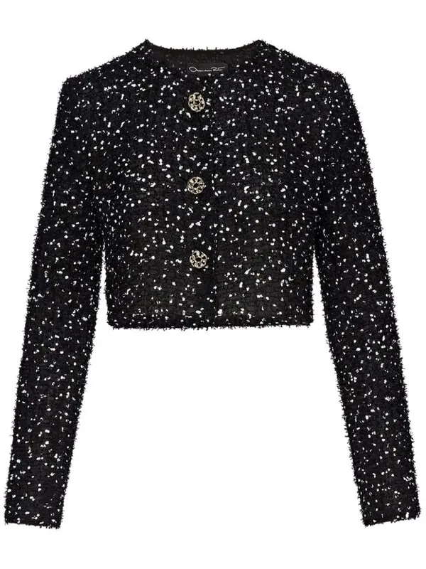 Oscar De La Renta Eyelash Fil-coupé Cropped Jacket