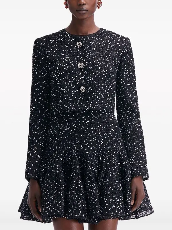 Oscar De La Renta Eyelash Fil-coupé Cropped Jacket