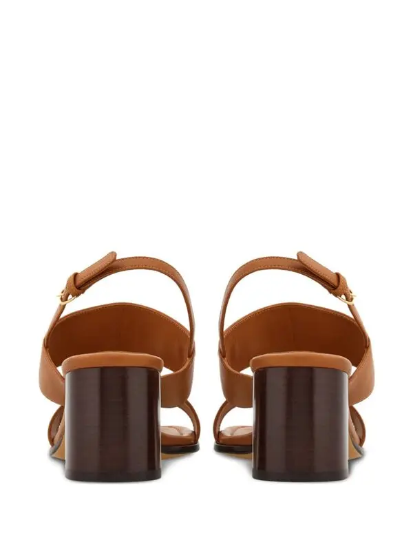 FERRAGAMO Gancini Buckle Leather Heeled Sandals