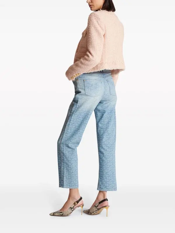 Balmain Collarless Tweed Jacket - Pink