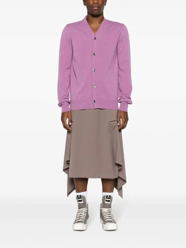 Play Comme Des Garcon Heart-patch Wool Cardigan - Purple