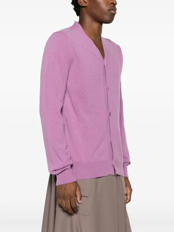 Play Comme Des Garcon Heart-patch Wool Cardigan - Purple