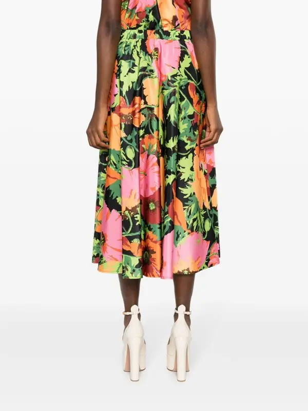 La DoubleJ Floral-print Midi Skirt - Black