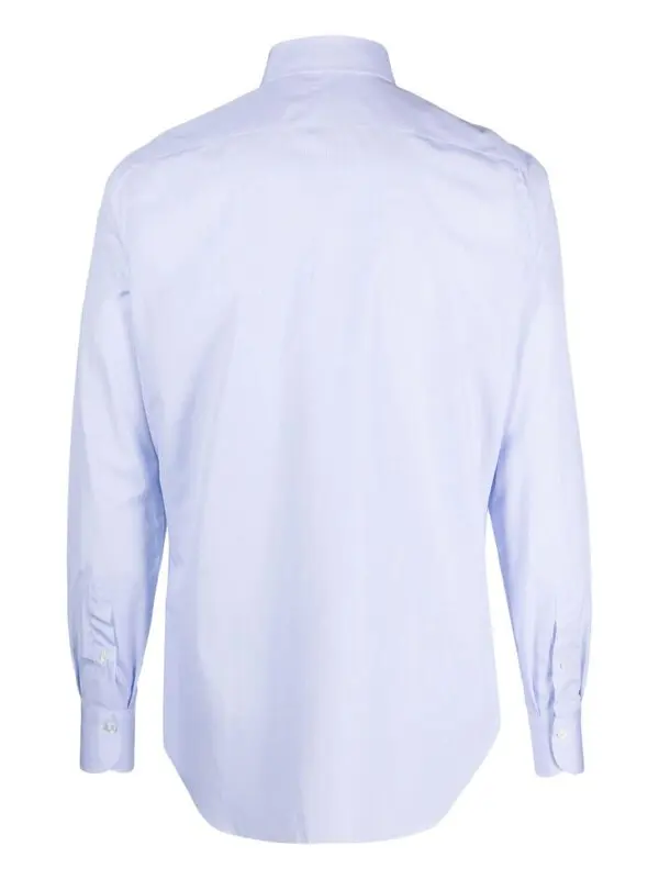 FINAMORE 1925 Long-sleeve Cotton Shirt - Blue