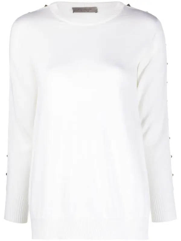 D.exterior Stud-embellished Wool Jumper - White