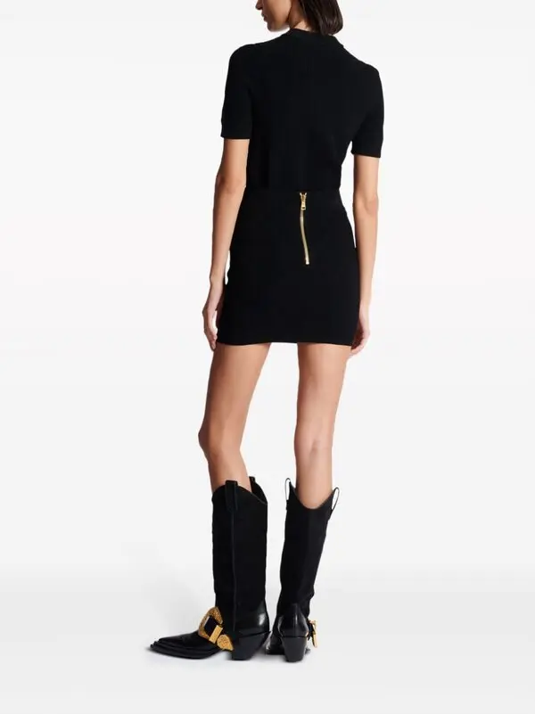 Balmain 6-button Fine-knit Mini Skirt - Black