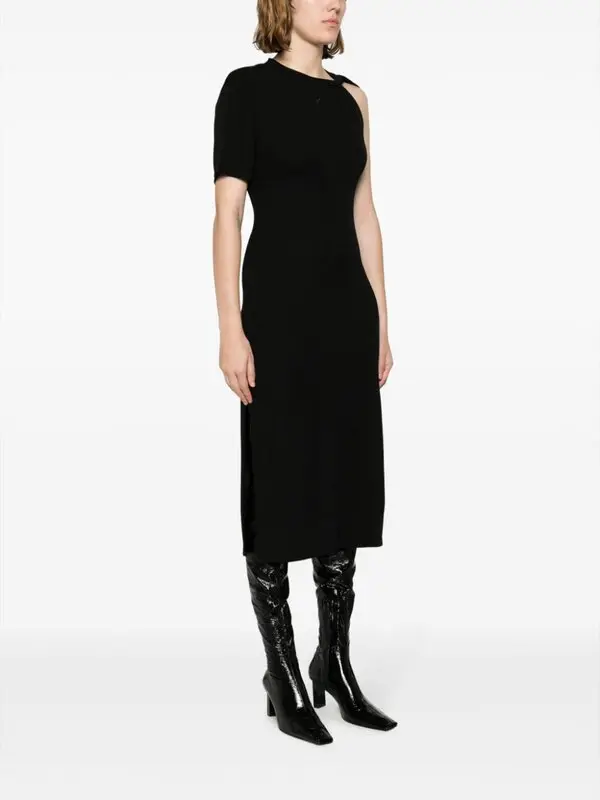 COURREGES Logo-appliqué Asymmetric Midi Dress