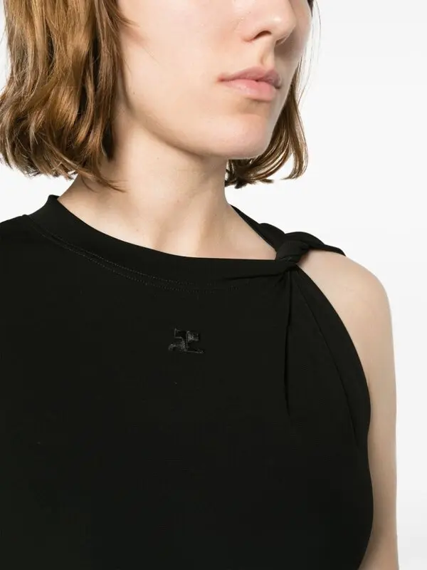 COURREGES Logo-appliqué Asymmetric Midi Dress