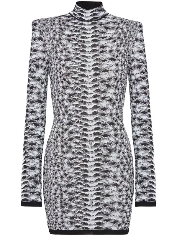 Balmain Python-jacquard Knitted Minidress