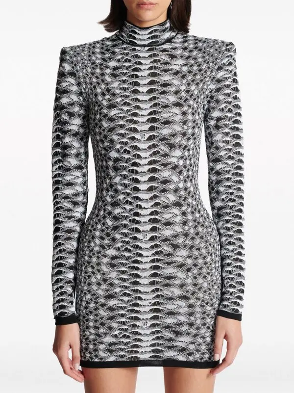 Balmain Python-jacquard Knitted Minidress
