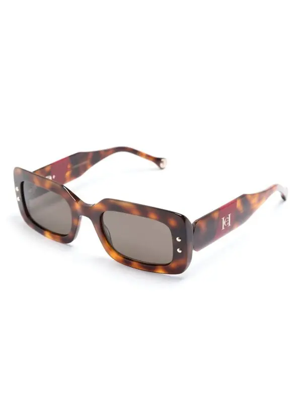 Carolina Herrera Tortoiseshell Rectangle-frame Sunglasses