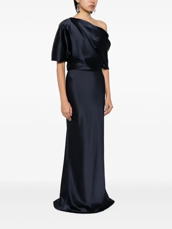 Amsale Off-Shoulder Gown Blue Editorialist