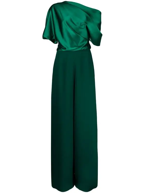 Amsale Off-shoulder Wide-leg Jumpsuit - Green