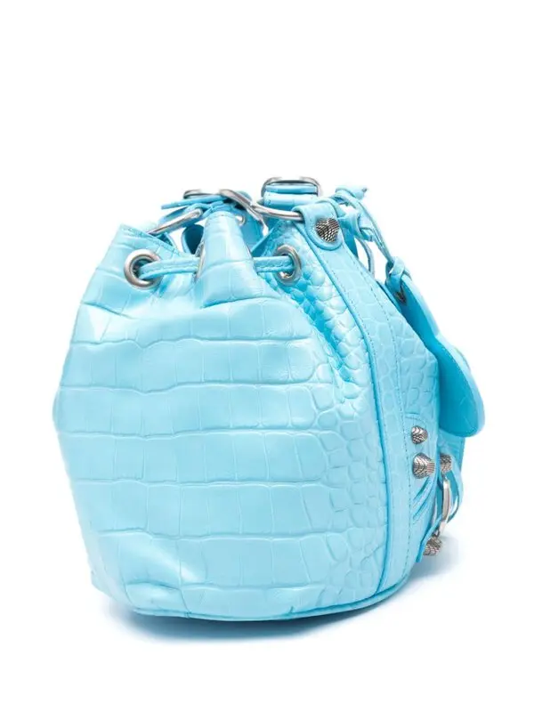 Balenciaga Le Cagole Denim Bucket Bag - Blue - 14% Off | Editorialist
