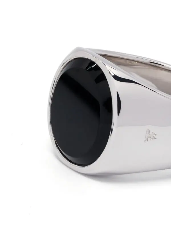 Tom Wood Oval Polished Onyx Ring - Silver