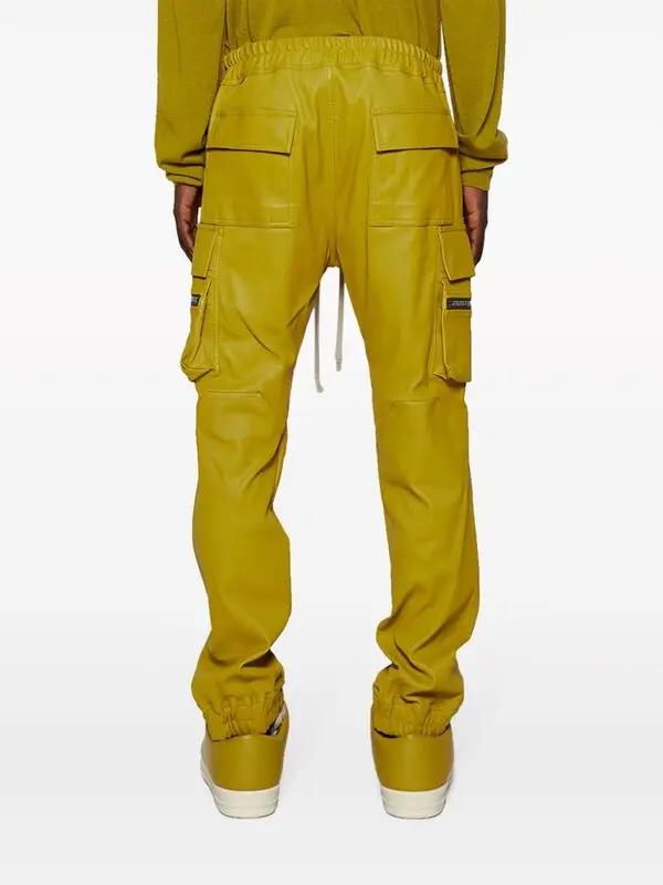 Rick Owens Elasticated Waist Tapered Leather Cargo Trousers