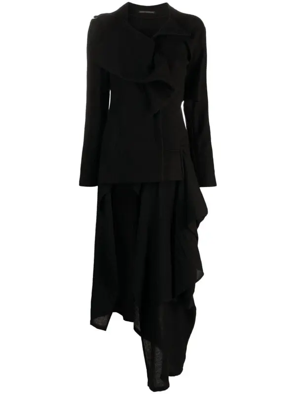 Yohji Yamamoto Ruffle-detail Asymmetric Coat