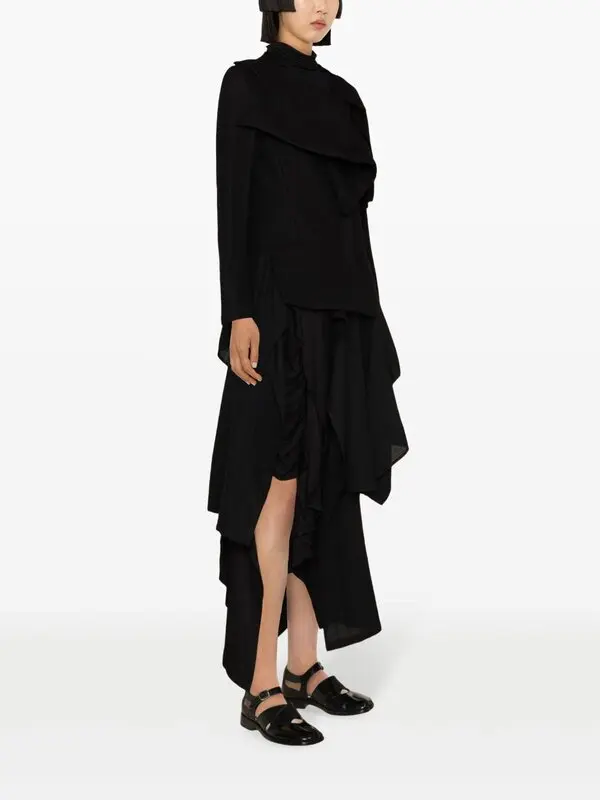 Yohji Yamamoto Ruffle-detail Asymmetric Coat