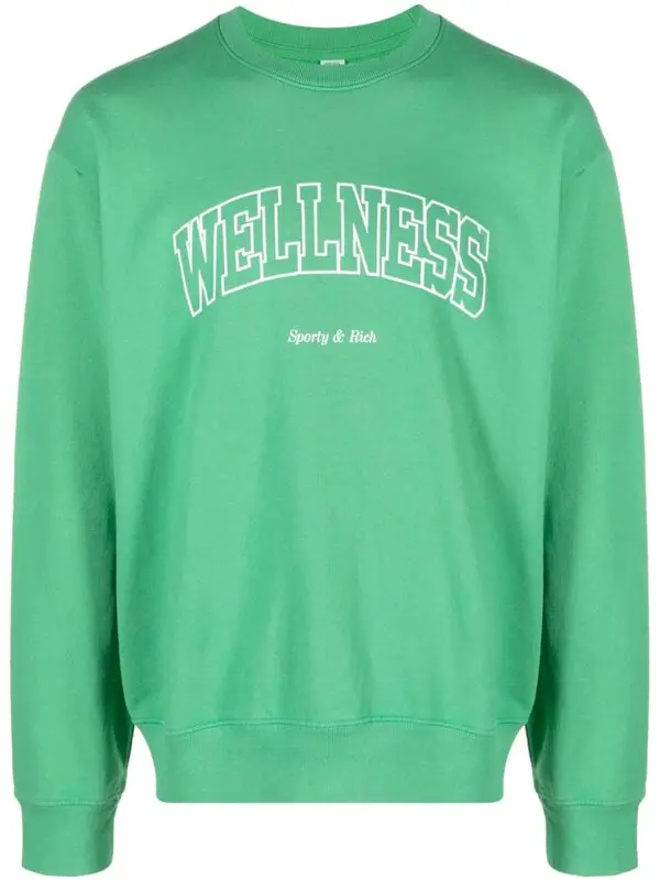 SPORTY & RICH Slogan-print Cotton Sweatshirt - Green