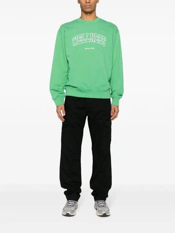 SPORTY & RICH Slogan-print Cotton Sweatshirt - Green