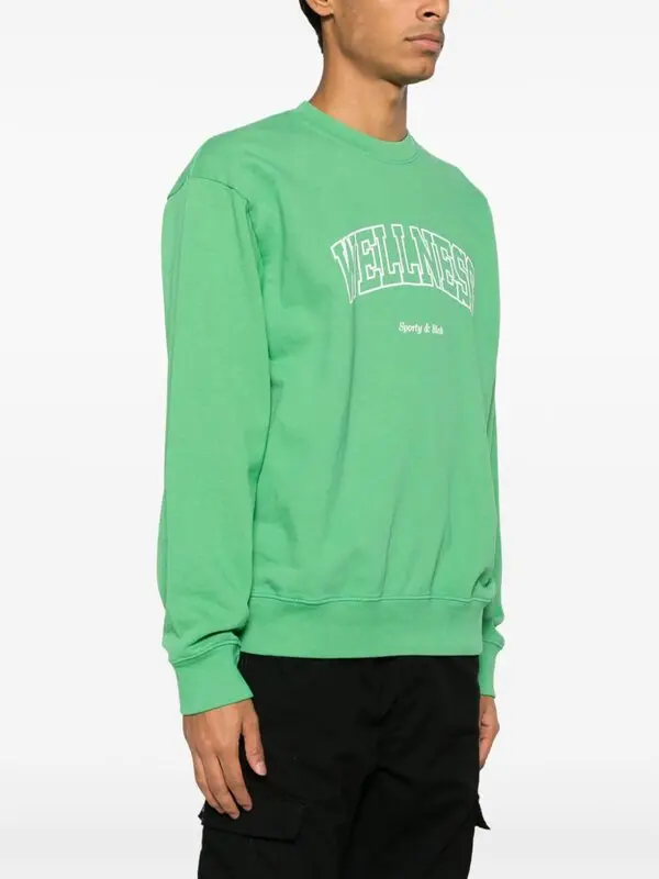 SPORTY & RICH Slogan-print Cotton Sweatshirt - Green
