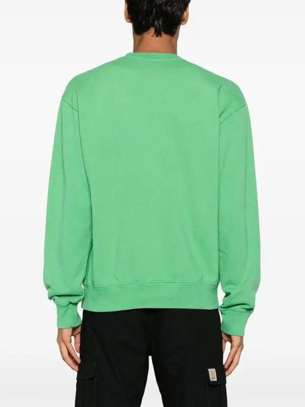 SPORTY & RICH Slogan-print Cotton Sweatshirt - Green