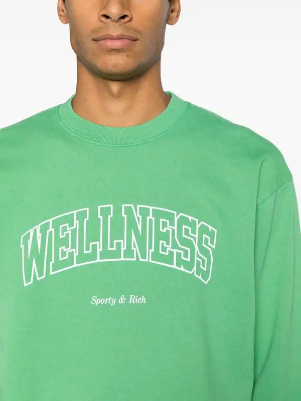 SPORTY & RICH Slogan-print Cotton Sweatshirt - Green