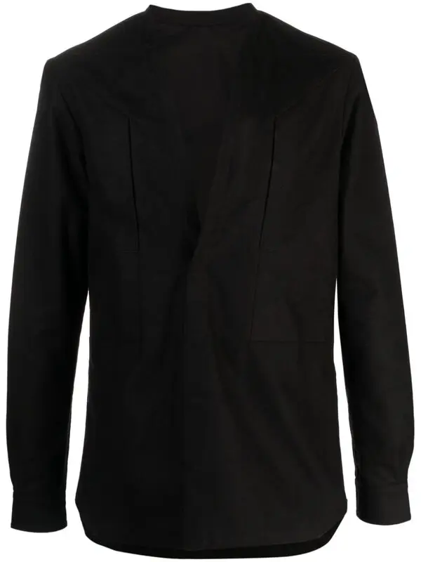 Rick Owens Secret Larry V-Neck Shirt Jacket In Black - 70% Off 