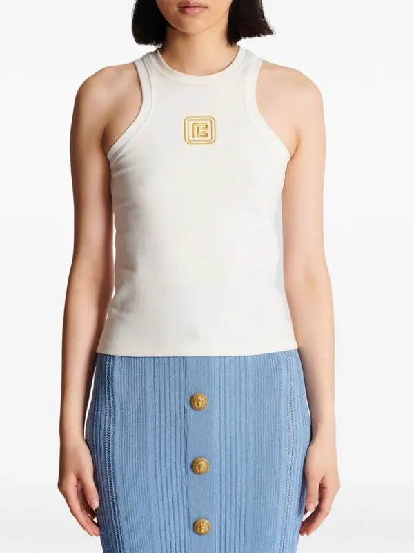 Balmain Logo-embroidered Tank Top