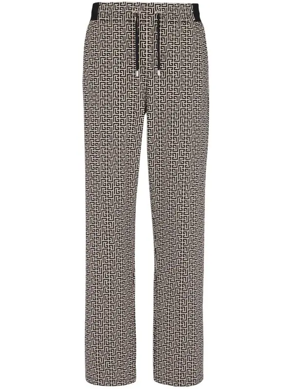 Balmain Monogram-jacquard Drawstring-waistband Track Pants