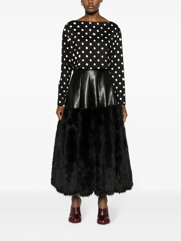 Marni Polka-dot Boat-neck Cropped Blouse