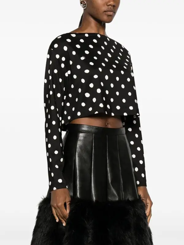 Marni Polka-dot Boat-neck Cropped Blouse