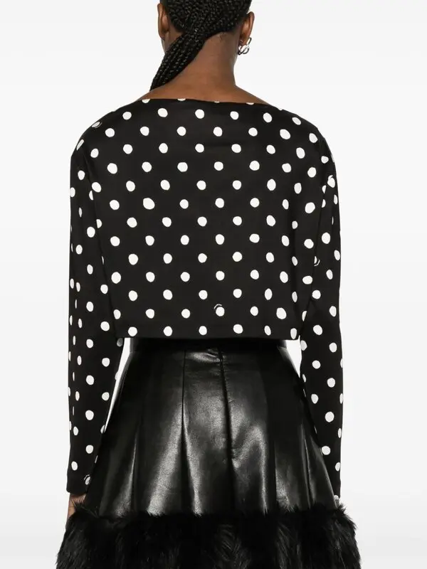 Marni Polka-dot Boat-neck Cropped Blouse