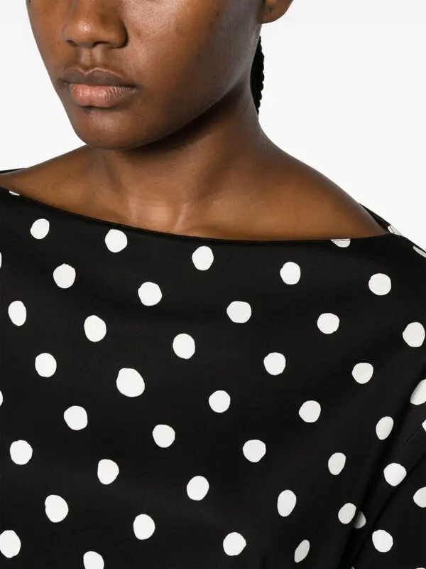 Marni Polka-dot Boat-neck Cropped Blouse