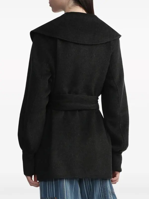 GANNI Belted-waist Wool-blend Jacket - Black
