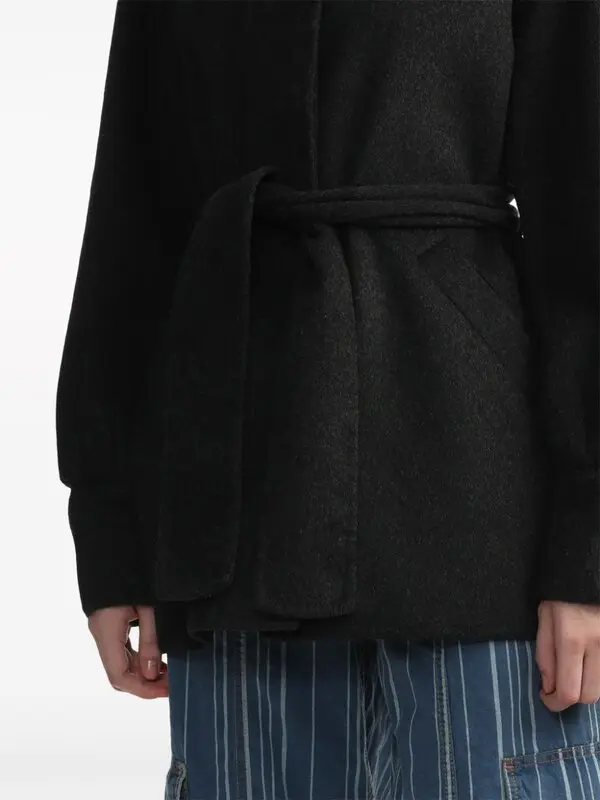 GANNI Belted-waist Wool-blend Jacket - Black