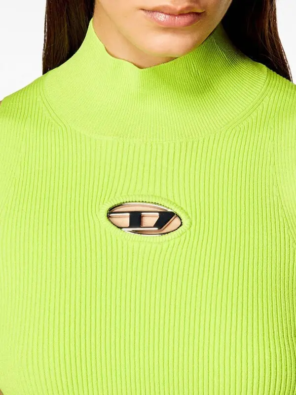 DIESEL® Ribbed Knit Mock Neck Top