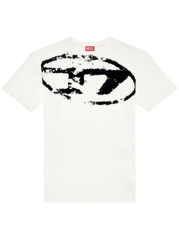 DIESEL Flocked-print Crew-neck T-shirt - Neutrals