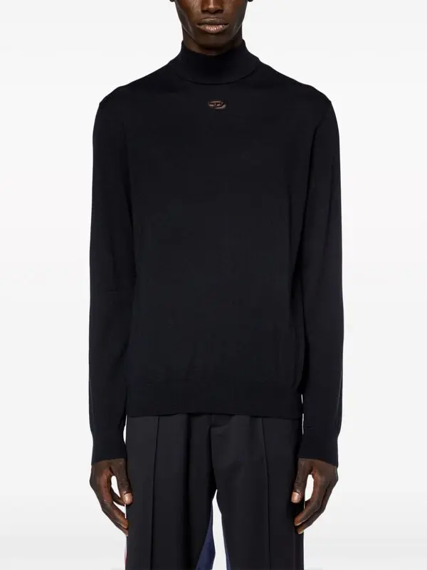 DIESEL® K-gil Logo-embroidered Wool Jumper - Black