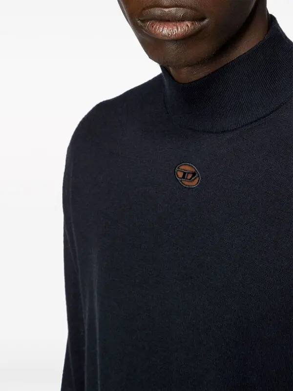 DIESEL® K-gil Logo-embroidered Wool Jumper - Black