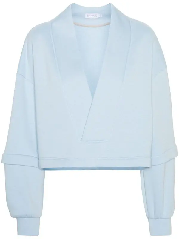 IOANA CIOLACU V-neck Cotton-blend Sweatshirt - Blue