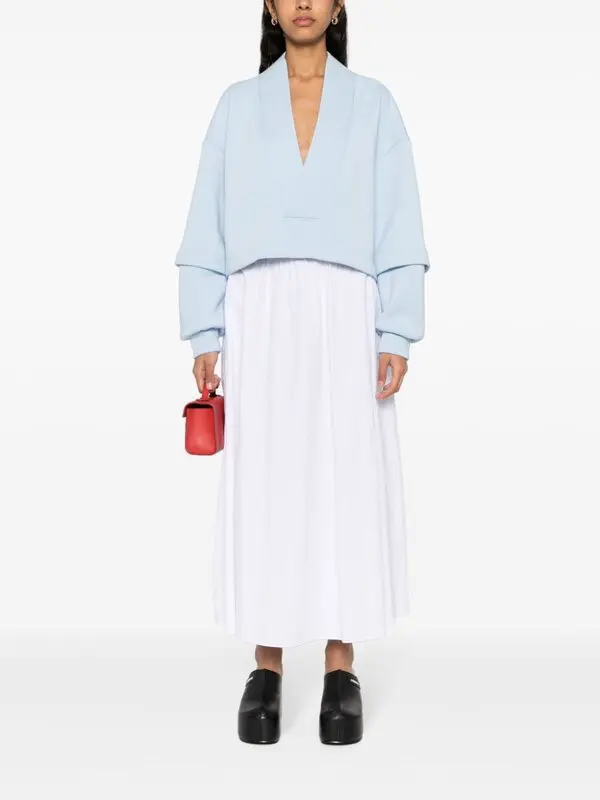 IOANA CIOLACU V-neck Cotton-blend Sweatshirt - Blue