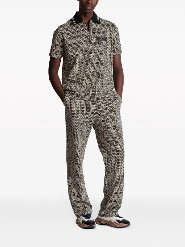 Balmain Pb Labyrinth Jacquard Polo Shirt - Black