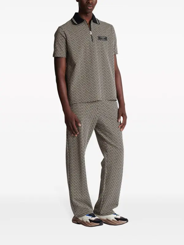 Balmain Pb Labyrinth Jacquard Polo Shirt - Black