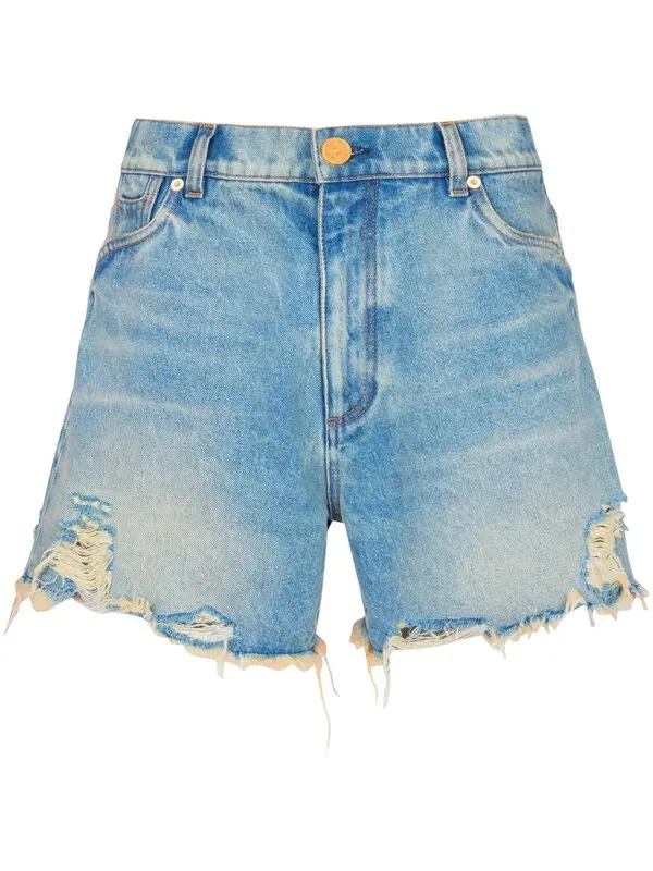 Balmain Mid-rise Denim Shorts - Blue
