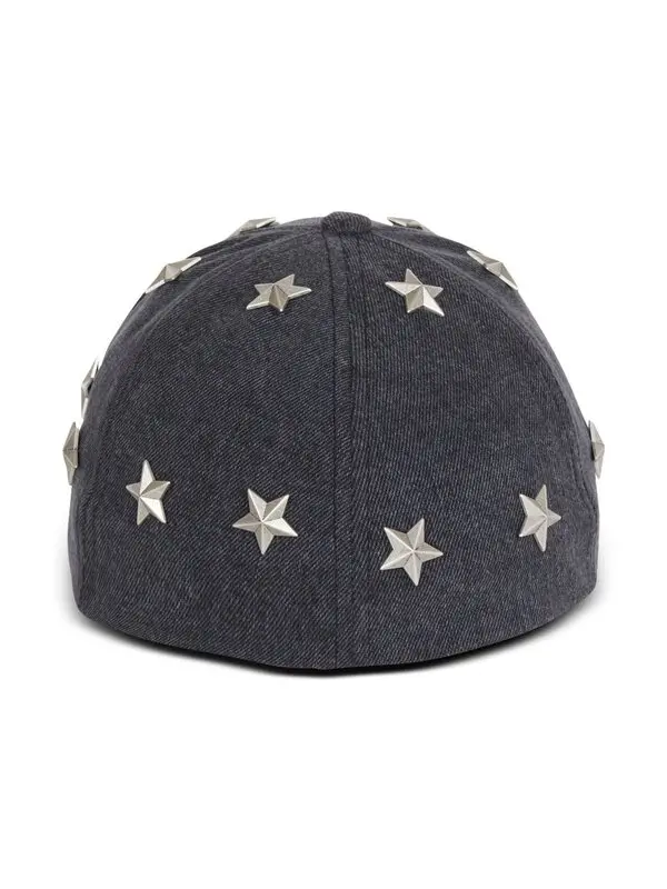 Balmain Star-Studded Denim Cap In Grey - 40% Off | Editorialist display picture 3