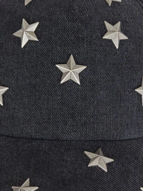 Balmain NWT denim hat w metal stars - size small Balmain Star-Studded Denim Cap In Grey - 40% Off | Editorialist main image 3
