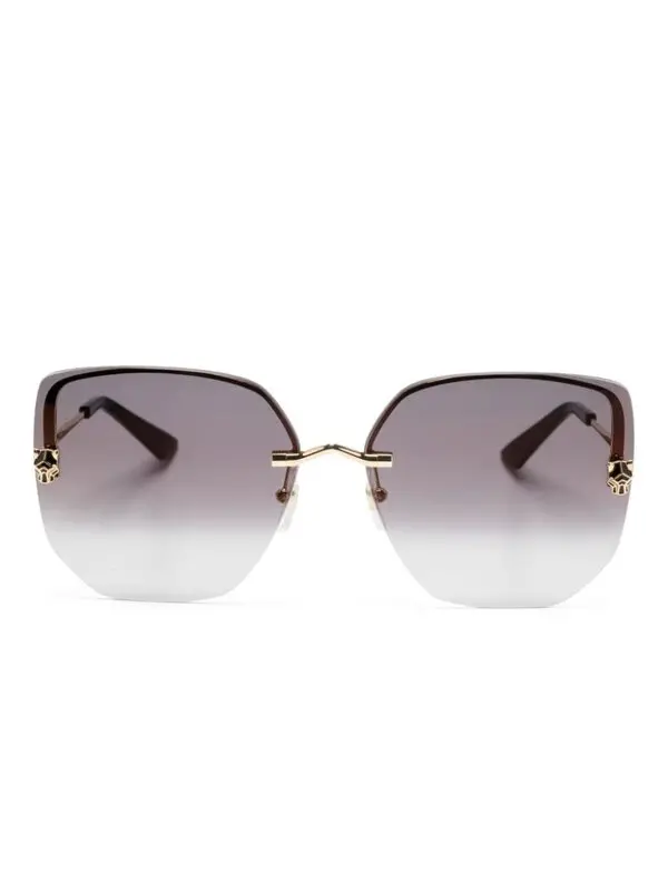 CARTIER Panthère Logo Butterfly-frame Sunglasses - Black