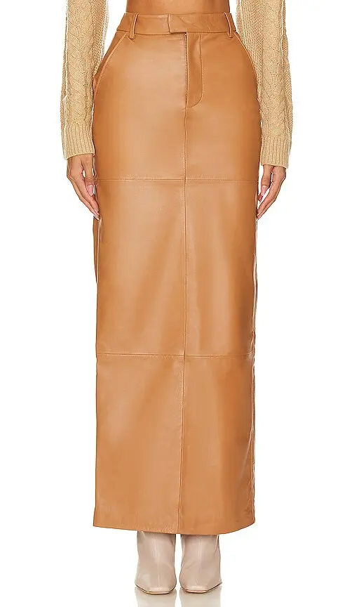 CAMILA COELHO Anabella Leather Maxi Skirt